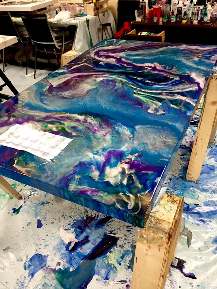 Acrylic and Resin Swirl Table Bring the Cosmos to the Dining Room