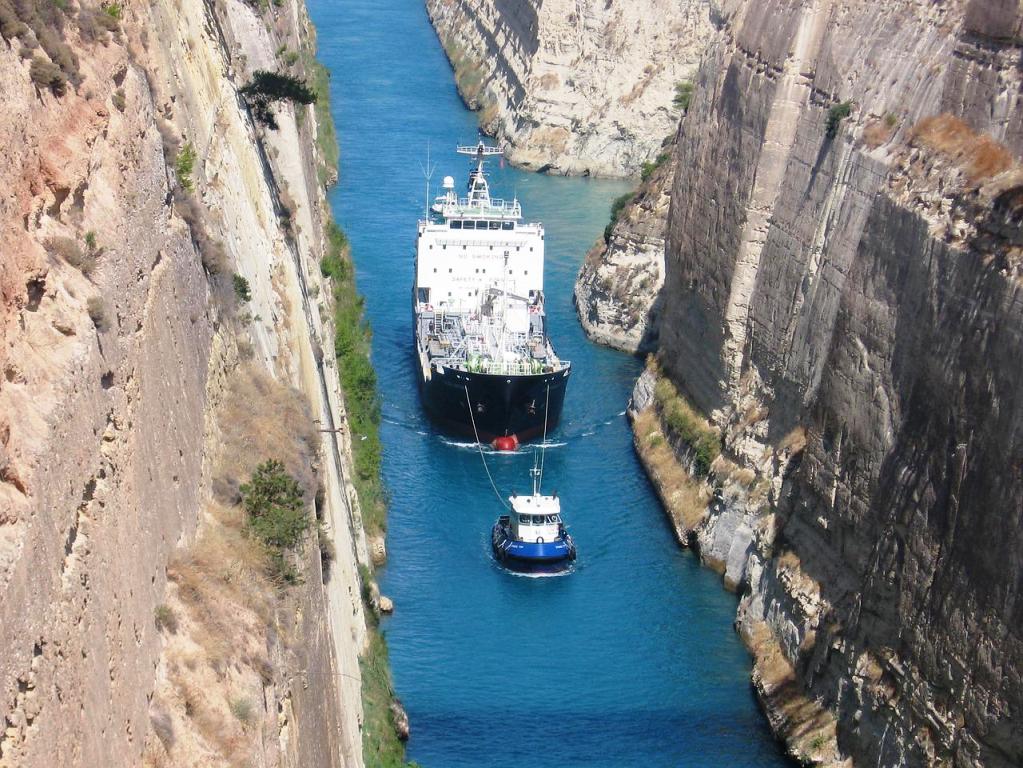 Corinth Canal - Connects Gulf of Corinth to the Saronic Gulf